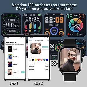 Choiknbo Smart Watch Make/Answer Call for Android iOS Phones 1.9'' Fitness Tracker with Heart Rate Blood Pressure SpO2 Sleep Monitor IP67 Bluetooth Receive SMS Messages Sport Step Activity Trackers
