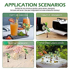 Amosfun 5Pcs Plastic Coconut Palm Tree Miniature Plant Pots Bonsai Craft Micro Landscape DIY Decor Wedding Valentine's Day Decoration