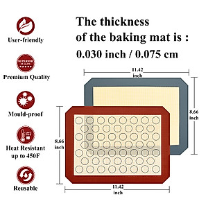 Baking Sheet with Silicone Mat Set, Yododo Set of 4 (2 Sheets + 2 Mats), Stainless Steel Cookie Sheet Baking Pan Tray with Silicone Mat, Non Toxic & Heavy Duty & Easy Clean - Size of 12 inch