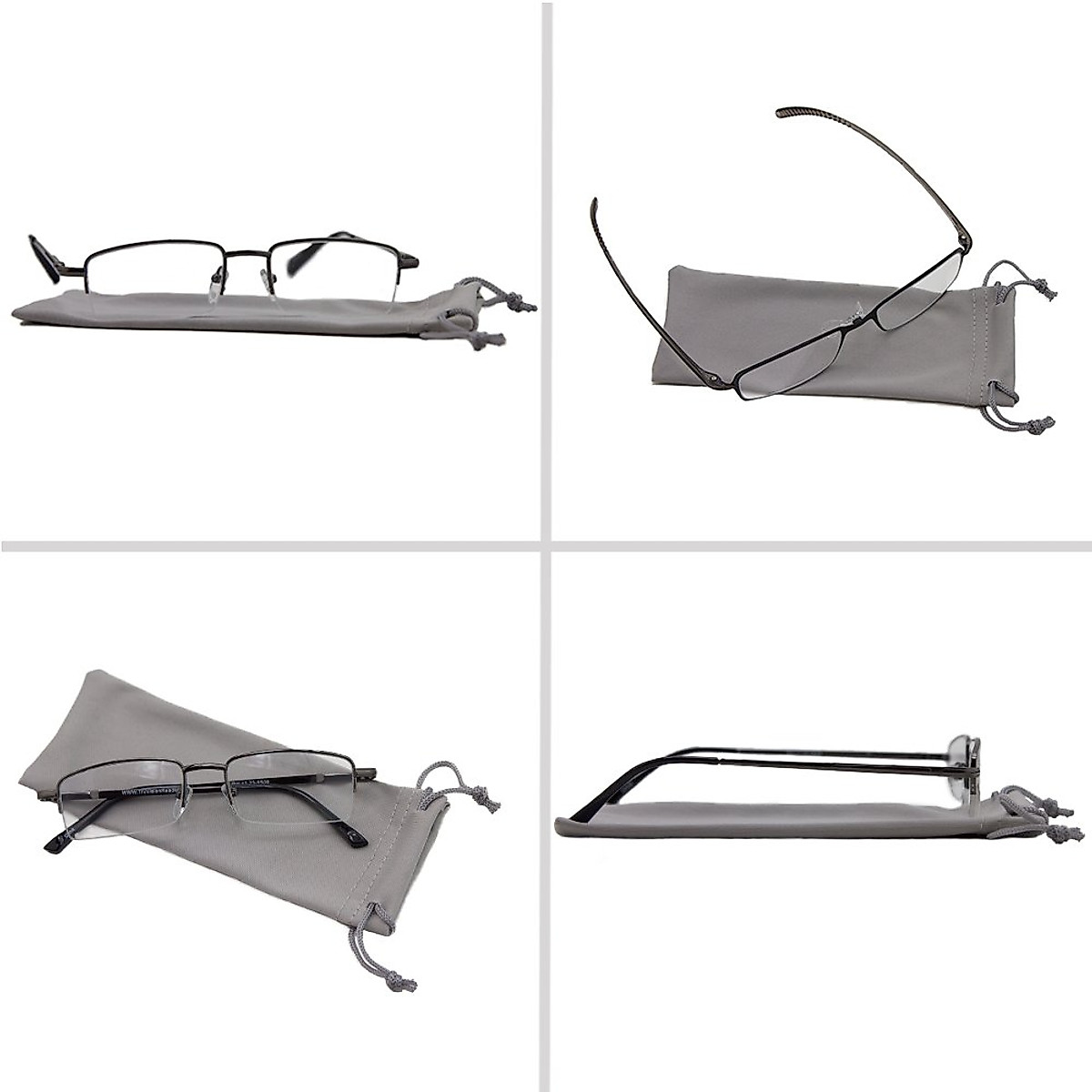 TruVision Readers 3 Pk - Gunmetal Metal Frames and Clear Acrylic Lenses 2.50