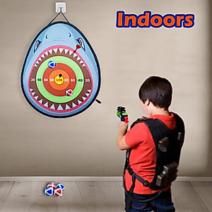 Shark Shooting Game Toy, Foam Blaster Shooting Practice Target,3 in 1 Indoor Outdoor Activity Game for 5 6 7 8 9 10+Years Old Kids, Compatible with 2 Nerf Guns