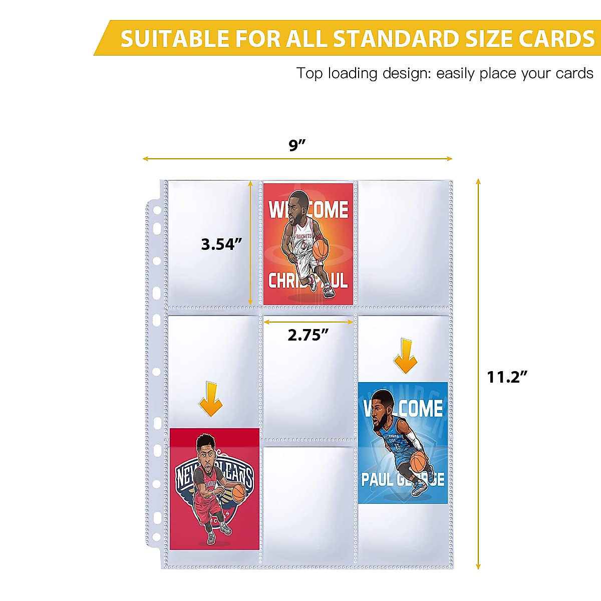 9 Pocket Page Protector, 390 Pack Trading Card Sleeve, Baseball Card Sheets for 3 Ring Binder, for Skylanders, MTG, Coupon, Game Cards, Trading Cards, Football Cards …
