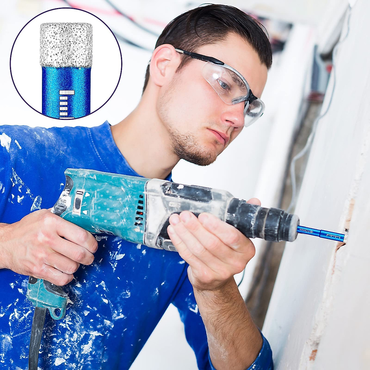 5 Pcs Dry Diamond Drill Bits Set, Glass Ceramic Marble Tile Drill Bits, Not for Wood, 1/4, 5/16, 3/8, 1/2 Inch Round Shank