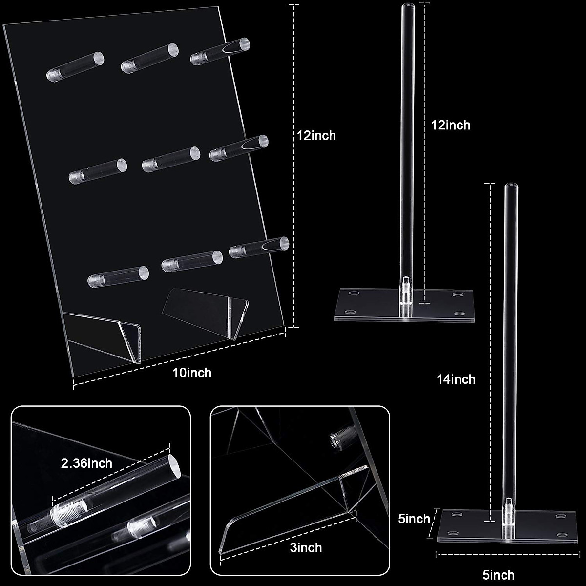 Acrylic Donut Display Wall Stand, Holds up to 18 Donuts Each and 2 Pieces Acrylic Donut Stands Clear Bagels Holder Square Stand Holder for Dessert Table Wedding Birthday Party (4 Pieces)