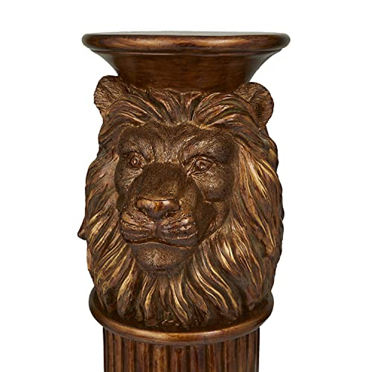 Deco 79 Polystone Lion Pedestal Table, 8" x 9" x 25", Bronze