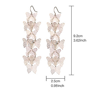 Nicole Miller New York Rosegold Casted Cutout Layered Butterfly Fashion Dangle Earrings