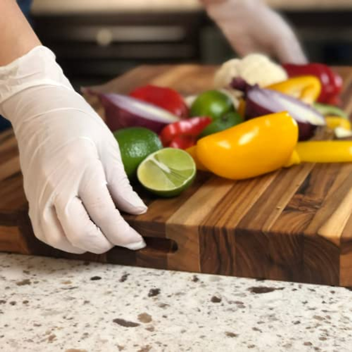 XXX-Large Edge-Grain Teak Wood Cutting Board, [24"L x 18"W x 1.5"T] Juice Groove, Reversible, Built-in Hand Grips by Shumaru California