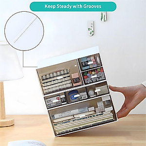 OSteed Desk Craft Organizer and Storage with 7 Flat Drawers, Stackable Plastic Desktop Accessories & Workspace Organizer for Office Stationary, Makeup Skincare, Sanitation Supplies, White