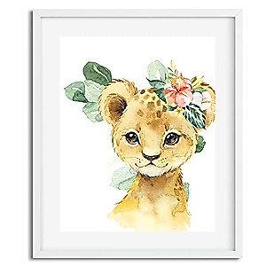 Safari Nursery Girl - Safari Animal Pictures Wall Art - Baby Room Animal Prints - Jungle Babies Wall Decor - Little Girls Room Wall Decor - 8x10 - UNFRAMED (Safari Girls 6)