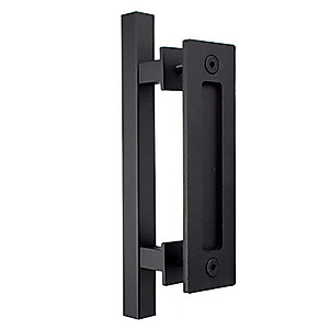 Sliding Barn Door Handle, Double Sided Rectangular Black Door Pull Handle, Door Handle Replacement, Both Interior and Exterior Doors
