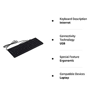 Lenovo 300 USB Keyboard, Wired, Adjustable Tilt, Ergonomic, Windows 7/8/10, GX30M39655, Black