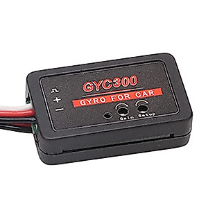 Kuuleyn Mini RC Gyroscope Set, RC Gyro Stabilizer, Cooling Min Gyroscope, GYC300 Mini Gyroscope for RC Car Boat Black Plastic One Pass Gain Sensitivity Adjustment RC Car Gyroscope Module