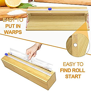 Sizet SIZET Bamboo Wood Plastic Wrap Dispenser with Cutter, Foil and Wax Paper Organizer Dispenser Drawer Compatible Brown 1 box 1 slots 1 box 1 slots 1 box 1 slots
