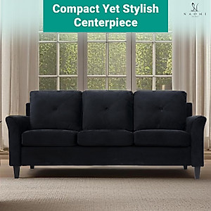 Raelynn Button Tufted Sofa &Loveseat Black Modern Sofa Set - Microfiber Living room sets for Small Spaces Sofa Cama para Sala Modernos Baratos, Durable Sturdy Living Room Furniture Tool-Free Assembly