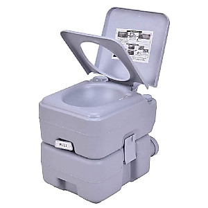 S AFSTAR Portable Flush Toilet Potty Commode 5.3 Gallon 20L for Camping RV, Boating and Other Recreational Activities, Powerful Push Pump Compact Commode w/Waste Tank & Built-in Rotating Spout