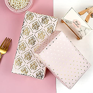 WRAPAHOLIC Wrapping Paper Sheet - Pink and Gold Foil Design for Birthdays, Wedding, Holiday, Party, Baby Shower - 1 Roll Contains 6 Sheets - 17.5 inch X 30 inch Per Sheet
