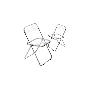 CangLong Modern Acrylic Stackable, Plastic Folding Dining Room Armless Home Comfortable Event Chair, Clear, Set of 2, Transparent + Foldable Legs