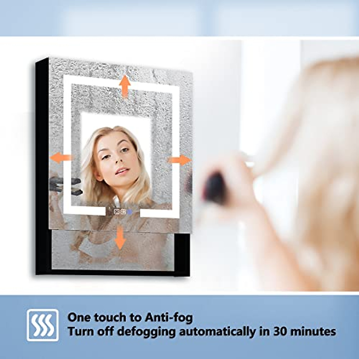 ExBrite Lighted Medicine Cabinet 24 x 32 Inch, Recessed or Surface led Medicine Cabinet, External Storage,Defog,Night Light,Stepless Dimming,3000K-6400K, Outlets & USBs,Hinge on The Left