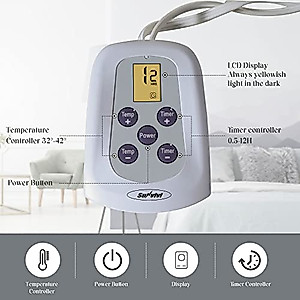 Sunvivi Heated Blanket King Size, Electric Blanket Dual Control Soft Flannel, 10 Heat Settings, 12 Hours Auto Off, Machine Washable, 5 Years Warranty, Overheat Protection, ETL Certified, Ivory