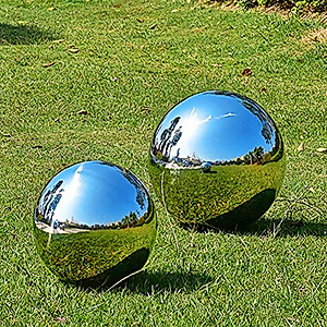 zosenda Stainless Steel Gazing Ball, 6 Pcs 50-150 mm Mirror Polished Hollow Ball Reflective Garden Sphere, Floating Pond Balls Seamless Gazing Globe for Home Garden Ornament Decorations (6 Pcs Mix)