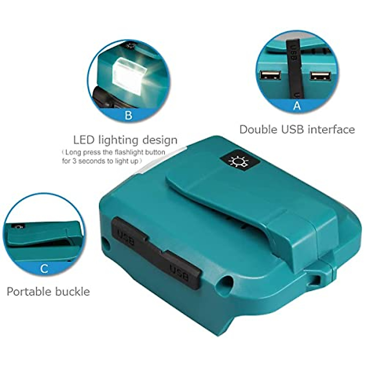 ERJER Replacement ADP05 Power Source, USB Charger Adapter for LXT Lithium-Ion 14.4V 18V, Fast Charging Converter with LED Light