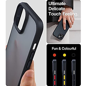 TORRAS Shockproof Designed for iPhone 14 Plus Case [Military Grade Drop Tested] Shockproof Protective Black Hard Back Slim Translucent Case for iPhone 14 Plus 6.7 Inch, Frosted Black-Guardian Series