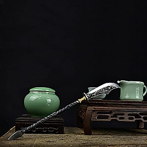 lkjad Tea Knife Full Tang Handmade Tea Set Cutting Small and Portable Sharp Collectibles Metal Stainless Steel Guan Gong Knife Letter Opener