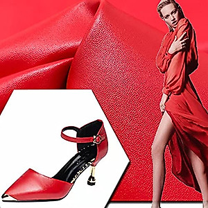 Large Soft Vinyl Upholstery Leather Fabric 1 Yard 56.3x36inch, 0.8mm Thick Texture Faux Leather Sheets, for Upholstery Crafts, Sofa, Car Seat, Handbag, Earrings, Hair Bows, DIY Crafts (Red)