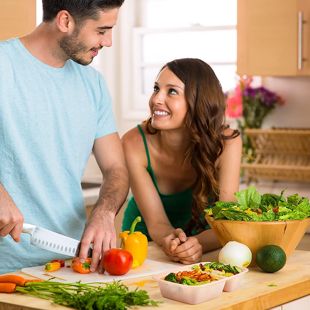 Glotoch 50 Pack Pink Meal Prep Container 2 Compartments, Microwavable To Go Containers, BPA-Free Food Prep Containers- Take Out Food Containers For Salad/Lunch- Freezer&Dishwasher Safe, Stacable