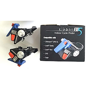 Fit 5 Indoor Exercise Spin Bike Pedal for SPD & Delta with Removable Sneaker Platform - Toe Clips/Cleats - Peloton Pedals for All Shoes - Toe Cages for Peloton & Exercise Pedal. NOT for Outdoor Bike