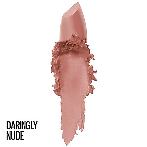 Maybelline Color Sensational Lipstick, Lip Makeup, Matte Finish, Hydrating Lipstick, Nude, Pink, Red, Plum Lip Color, Daringly Nude, 0.15 oz; (Packaging May Vary)