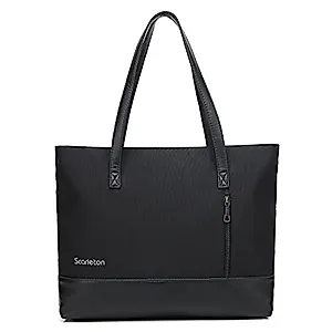 Scarleton Water Resistant Tote Bag for Women, Multi Pocket Diaper Bag, Multipurpose Casual Bag and Laptop Bag, H205501, Black