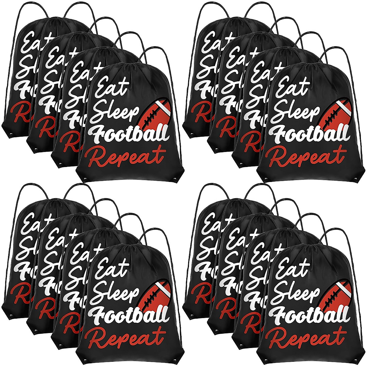 Windyun 16 Pcs Ball Drawstring Backpack Bulk Lightweight Draw String Bags Cinch Bags Drawstring Cinch Sack Tote(Football)