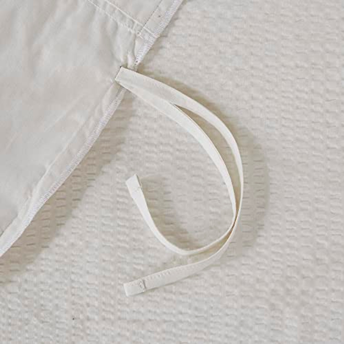 Madison Park Amaya 100% Cotton Duvet Set - Seersucker Design with Tassel Trims Accent, Breathable Cover for Comforter, All Season Bedding with Matching Sham, Full/Queen(90"x90") Ivory 3 Piece