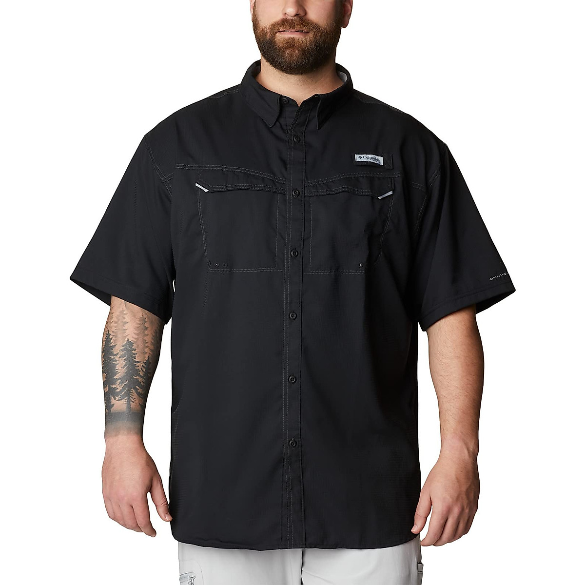 Columbia Men's Low Drag Offshore Short Sleeve Shirt, UPF 40 Protection, Moisture Wicking Fabric, Medium, Black