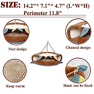 SEIS 5 Pcs Forest Sugar Glider Hanging Cage Accessories Set Leaf Wood Design Small Animal Hammock Channel Ropeway Nest Tree Stump for Hamster Guinea Pig Rat Gerbil Squirrel Birds Parrot (5 PCS)