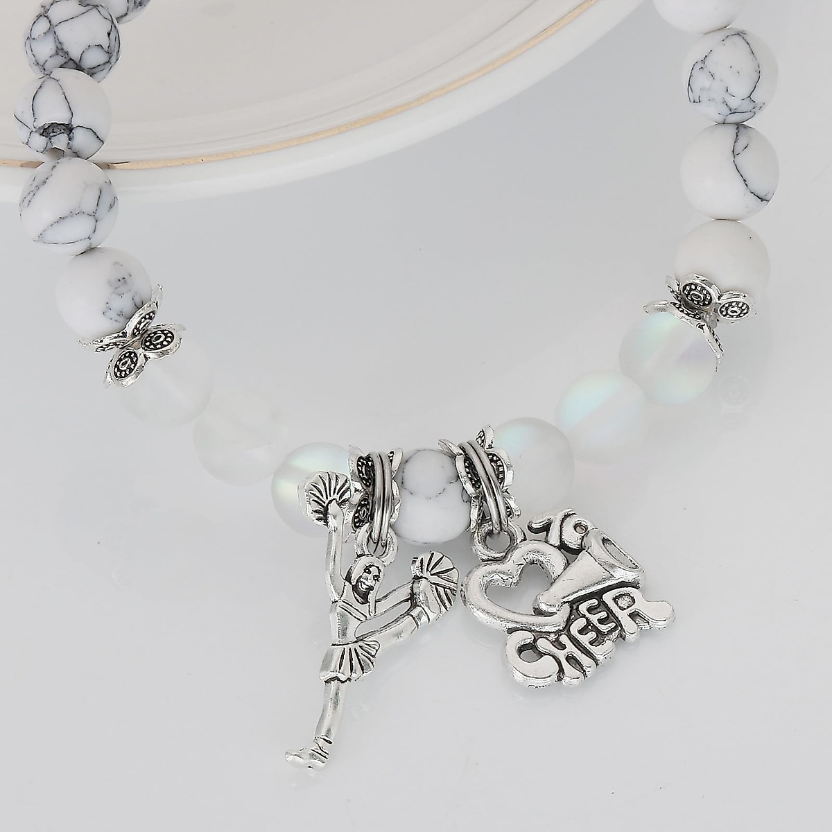 HUTIMY Cheer Bracelet Beads Bracelets Gifts Ideas for Cheer Team Jewelry Teens Cheerleading Bracelet