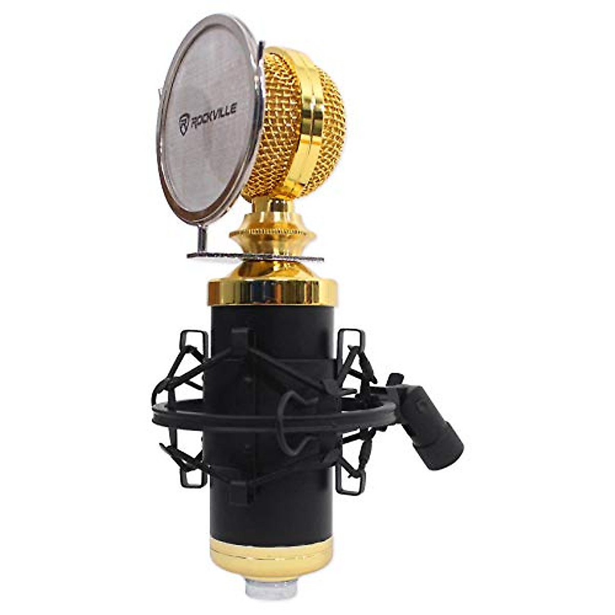 Rockville RCM02 Pro Studio Recording Condenser Microphone Mic+Metal Shock Mount, Black