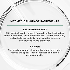 Replenix BP 10% Acne Wash + Aloe Vera, Oil-Free Benzoyl Peroxide Face Cleanser with Medical-Grade Ingredients for Acne-Prone Skin (6.7 fl. oz)