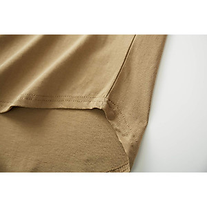 KLIEGOU Mens 100% Cotton Hipster Hip Hop Longline Crewneck T-Shirt Khaki M(66)