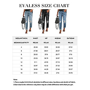 EVALESS Women Ripped High Rise Boyfriend Jeans Pull-On Distressed Stretchy Denim Pants Blue Size 8