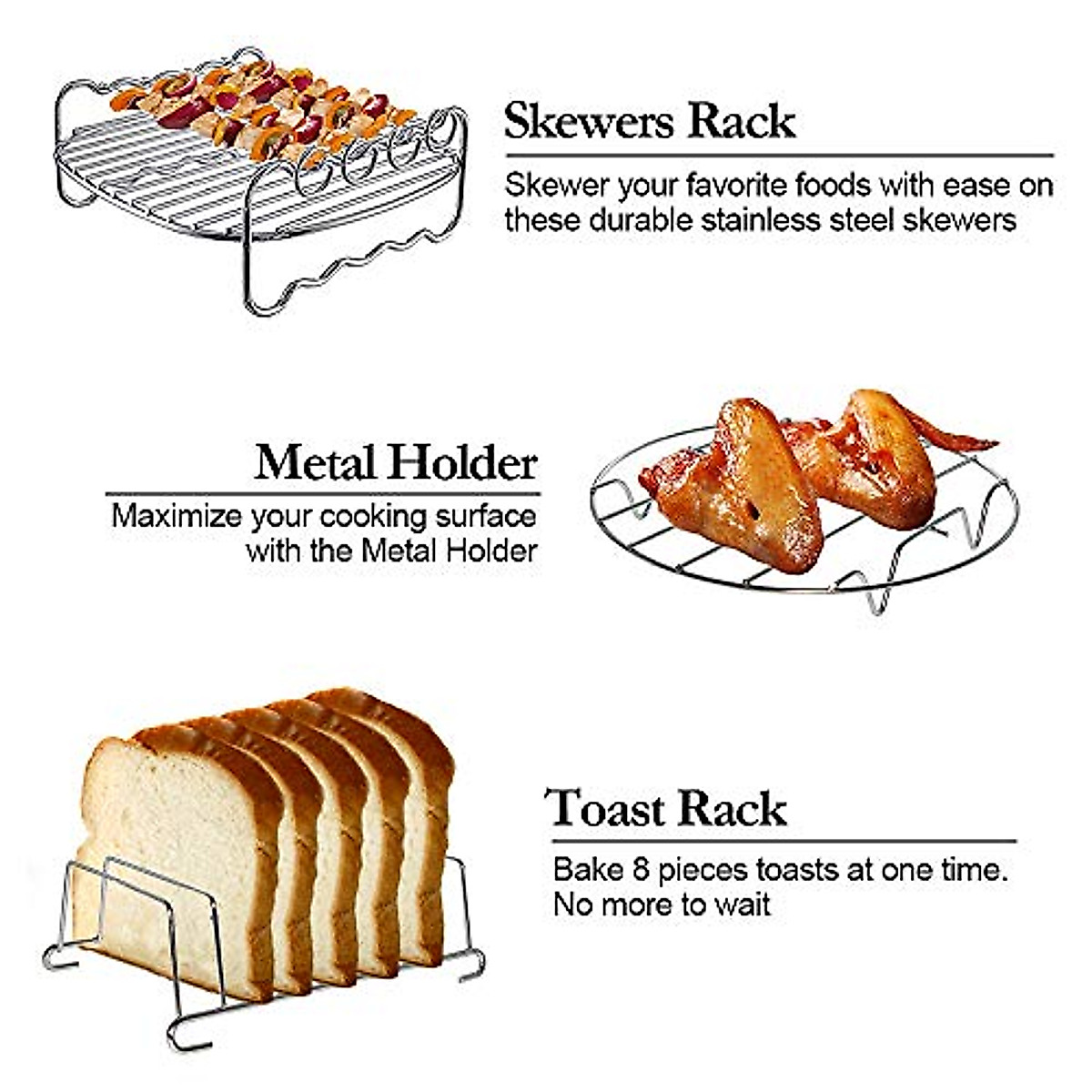 7 inch General Air Fryer Accessories Kit with Recipe Cookbook, Compatible for Ninja 4qt Philips Gowise USA Cozyna Airfryer 3.2QT - 3.5QT - 3.7QT, Also Instant Pot Accessories