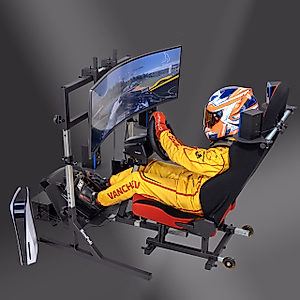 OpenWheeler GEN3 Racing Wheel Simulator Stand Cockpit, Red Seat. Compatible With Logitech G923 | G29 | G920 | Thrustmaster | Fanatec Wheels | Xbox One, PS4, PC Platforms