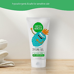 Fresh Monster Kids Hair Styling Gel, Medium Hold Alcohol-Free, Natural Hair Gel for Kids & Toddlers (6oz.)