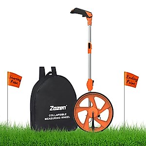 Zozen Distance Measuring Wheel with Marking Flags, Measure Wheel Collapsible Industrial Measuring Wheel in Feet and Inches with Carrying Bag