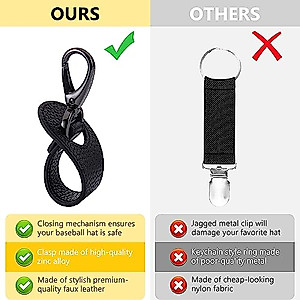 BAREFOOT CARIBOU Hat Clip for Travel, Mouse Ear Holder for Backpack, Bag and Purse, Hands-Free Clip-on Holder Strap for Baseball, Snapback, Ponytail Caps and Mouse Ears(Black)