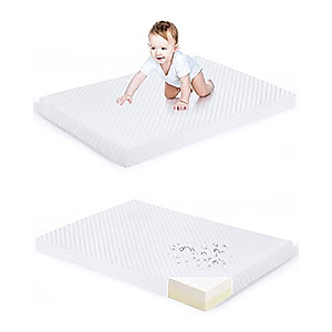 Forias Pack and Play Mattress, Portable Pack n Play Mattress, Memory Foam Playard Mattress Pad for Graco Pack n Play with Waterproof Washable Cover 38X26X3