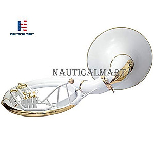 Brass Sousaphone Bb Big Bell Tubas White Brass Made King Size Tuba Mouth Piece with Carry Bag 25" Handmade Musical Instrument Gift