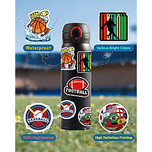 pcnearty 300 Pcs Sport Stickers for Kids, Water Bottle Stickers, Cute Vinyl Waterproof Hydroflask Phone Skateboard Laptop Stickers, Bulk Sticker Packs for Boys Girls Teens Adults