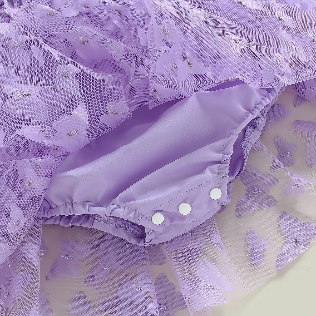 Baby Rompers Girl Princess Dress Ruffle Mesh Butterfly Tulle Tutu Dress Photograph Outfit Summer Clothtes Birthday (A Purple, 3-6 Months)